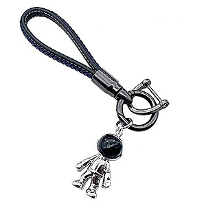 Space Astronaut Key Chain Space Robot Key Chain Ring Decorations Black Keychains for Men Boyfriend Birthday Gifts (black)