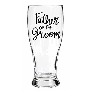 Jemley Wedding Gift Set for Mother of the Groom & Father of the Groom | Stemless Wine Glass & Beer Pint Set | Wedding Present for Groom's Parents