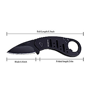 Promithi Utility Pocket EDC Folding Knife with Bottle Opener & Clip, Key chain, Multipurpose for Camping, Hiking, Outdoor Activities, Black