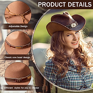 Lyrow 12Pcs Hat Bands for Cowboy Hat Leather Turquoise Beaded Hat Bands Ethnic Western Rural Hat Belts for Women Men Cowgirl (Classic)