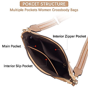 BOSTANTEN Crossbody Bags for Women Trendy Vegan Leather Hobo Handbags Fashion Shoulder Bags Purse with Adjustable Guitar Strap Tan