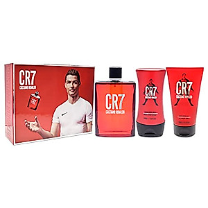 Cristiano Ronaldo CR7, 3 pc - Aftershave for Men - Woody Fragrance Body Spray and Shower Gel Gift Set for Men - Scent of Bergamot, Lavender, Cardamom