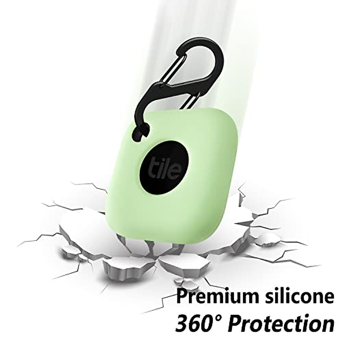 Geiomoo Silicone Case Compatible with Tile Mate 2022, Protective Cover with Carabiner (Luminous Green)