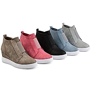 Journee Collection Womens Clara Round Toe Inside Zip Wedge Sneakers - Size: 7.5 - Grey