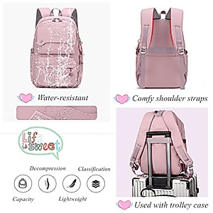 Solid Color School-Bags Black Backpacks for Teens Girls, Multi-pocket Elementary Girls Bookbags,Lightweight Casual Daypack