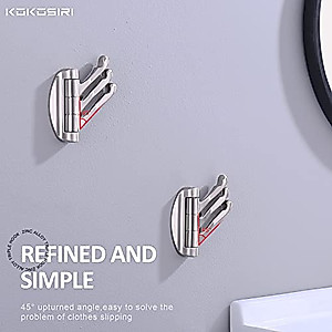 KOKOSIRI Swivel Hooks Solid Metal Foldable Towel Hooks with Multi Three Rotating Arms Swing Arm Triple Robe Hook Hanger, Wall Mounted, Brushed Nickel, B1009BR-P2