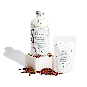 Release Milk Bath - Vegan Bath Soak with Organic Coconut Milk, Cocoa Butter, Rose Petal Flakes & Essential Oils - Relaxing Milk Bath for Cleansing & Hydration - Apothecary Jar