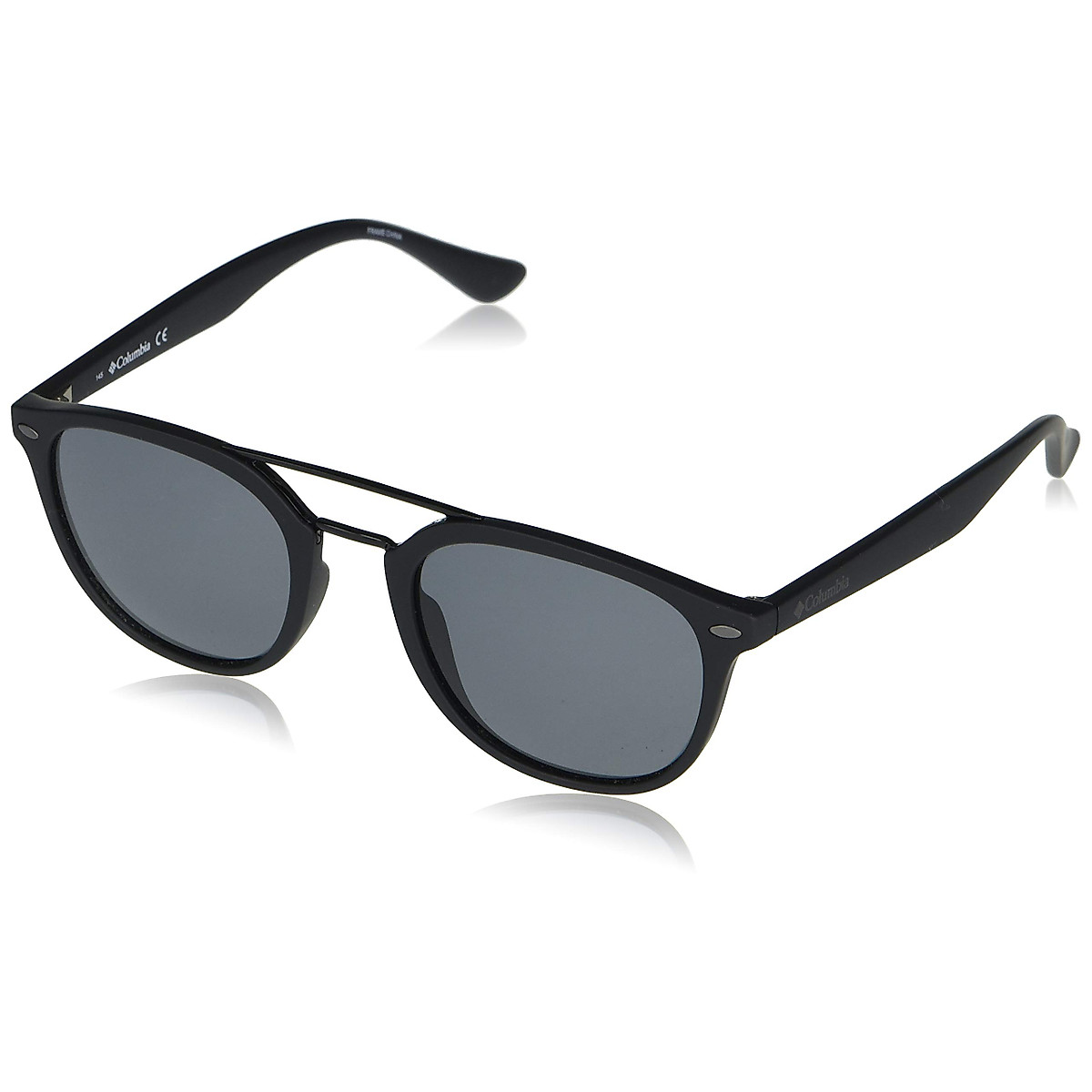 Columbia Firecamp Round Sunglasses, Matte Black/Smoke Polarized, 52 mm