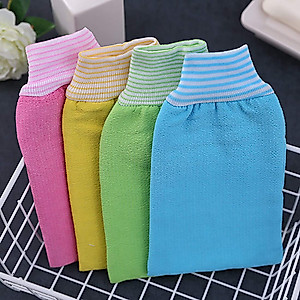 LissomPlume Exfoliating Bath Mitt Unisex Body Rubbing Gloves Scrub Shower Towel Green