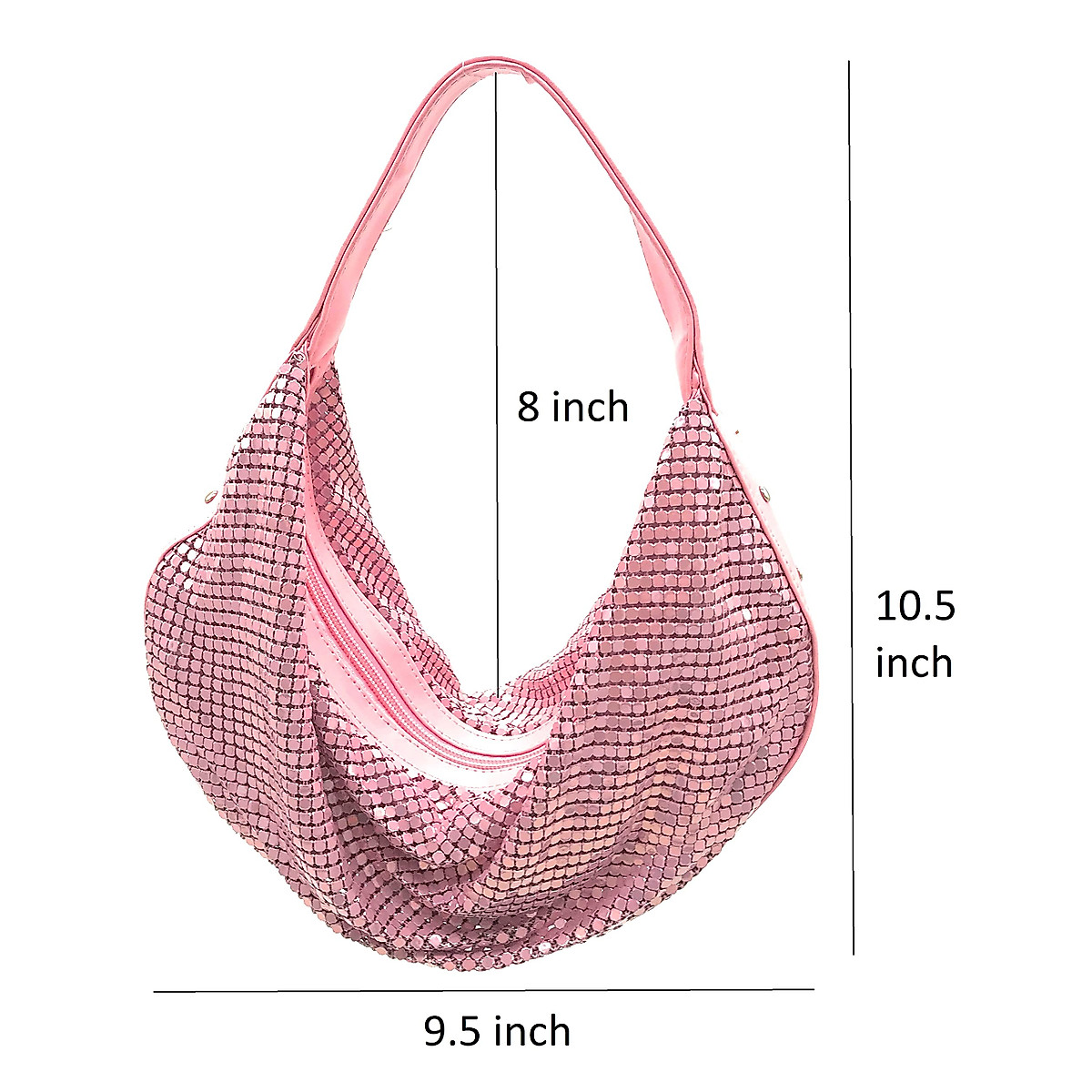 Womens Hand carry Hobo Bag clutch metal mesh evening purse for Cocktail Party Prom Wedding Banquet (Pink)