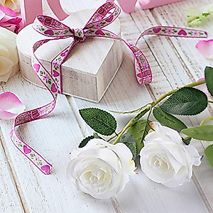 Mocoosy 12 PCS Rose Artificial Flowers, White Silk Roses with Stems Realistic Fake Rose Flower Bouquets for Wedding Arrangement Centerpieces Party Home Table Decorations