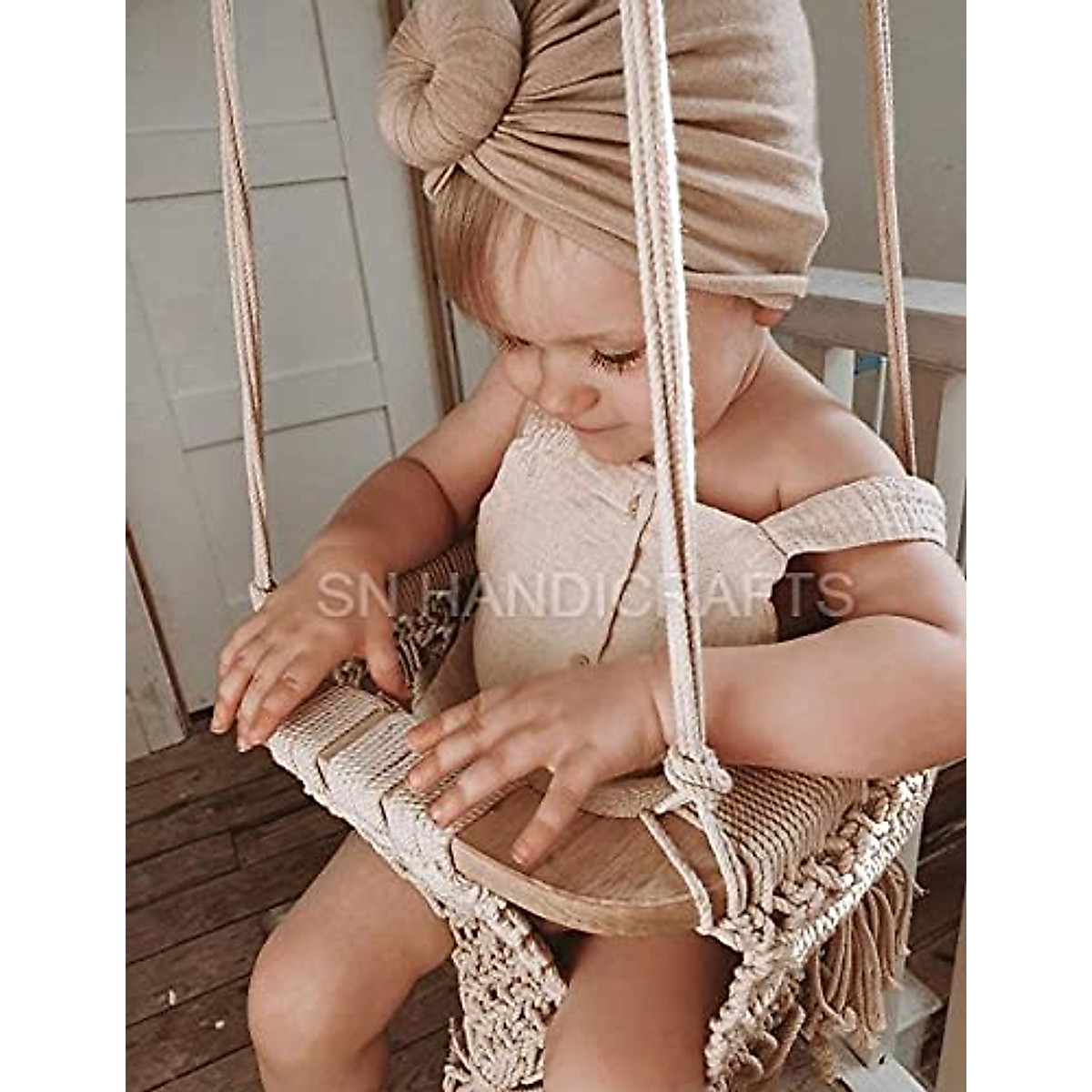 Handmade Macrame Baby Swing Natural Rope Hammock for Baby Macrame Swing Chair for Baby