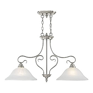 Livex Lighting 6132-91 Island Pendant with White Alabaster Glass Shades, Brushed Nickel 21.25x34.50x13.00