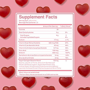 Grande Cosmetics Vegan Collagen Hair Vitamin Gummies for Hair, Skin, Lash, & Brow for Women With Biotin, Folic Acid, Vitamin C - 2 Month Supply, 60 Tablets, Citrus Flavor