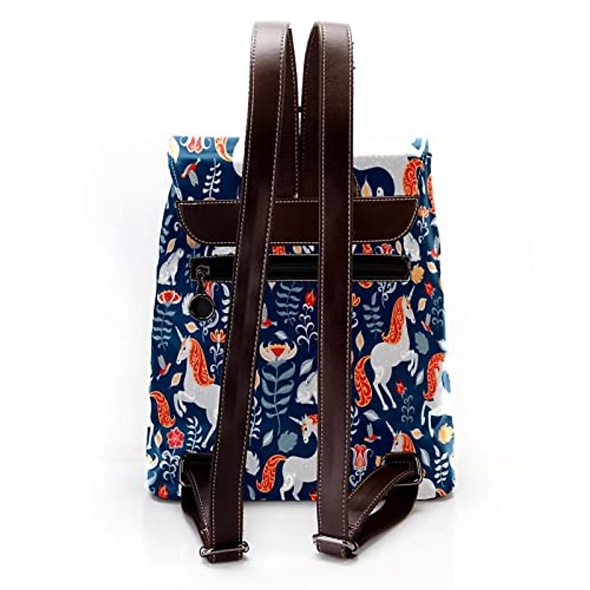 Unicorn Horse Forest Rabbit Women Leather Backpack Anti-theft Casual Shoulder Bag Fashion Ladies Satchel Bags