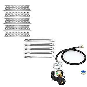 Uniflasy Grill Replacement Parts Kit Propane Regulator Hose with Tank Gauge Indicator for Master Forge 5 Burner 3218LT, 3218LTM, 3218LTN, L3218, 2518-3, 2518LN-LPG, E3518-LP, Kenmore 148.16156211