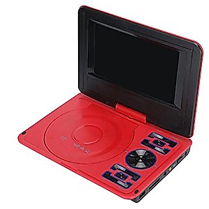 Zunate 6.8'' Portable Mini DVD Player, with 270° Swivel HD LCD Widescreen Display Screen, Support USB/SD Card/Sync TV and Multiple Disc Formats, for Kids/Parent at Home/Travel(red)