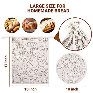 Verigud Bread Bags for Homemade Bread with Bowl Cover, Linen Bread Bag with Inner Lining, Large Sourdough Bread Bags for Homemade Bread Storage, Reusable Bowl Cover with Inner Lining