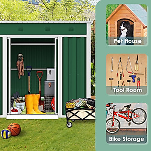 Betterland 4x6 FT Outdoor Storage Shed Metal Garden Shed Tool House with Ventilation & Sliding Door for Garden, Courtyard, Lawn (Grey)