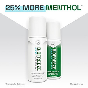Biofreeze Professional Colorless Pain Relief Roll On, Knee & Simple Backache Relief, Arthritis Pain Reliever, Neck Pain Relief, Cooling Joint Pain Relief, Roll-On Menthol Gel 3 Fl Oz