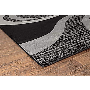 GLORY RUGS Modern Area Rug 5x7 Black Gray Swirls Carpet Bedroom Living Room Contemporary Dining Accent Sevilla Collection 4817A (5x7, Black)