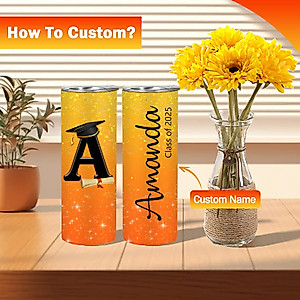 Personalized Graduation Gifts Tumbler 20oz with Name,Congratulations Graduates Gifts for Women,Custom Class of 2025 Cup, Master College High School Phd Presents for Her Women Girls Friends