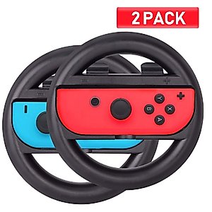 Racing Games Steering Wheel Grip Suitable, Joy-Con Steering Wheel, Red and Blue Game Wheels(Adult Version)