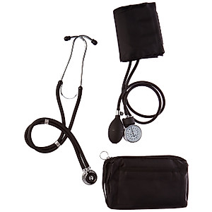 Prestige Medical A1-105 Basic Aneroid Sphygmomanometer Sprague Rappaport Stethoscope, Black