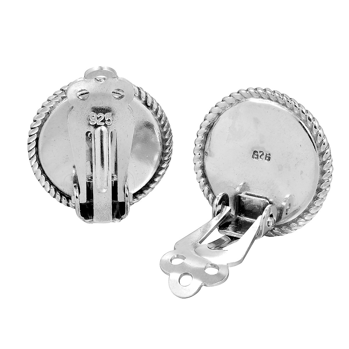 AeraVida Classic 18 mm Round Button .925 Sterling Silver Clip On Earrings | Reconstructed Red Coral Earrings for Women | Clip On Earrings for Women Non Piercing Sterling Silver