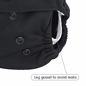 Babygoal Cloth Diaper Covers 6 Pack+Wet Bag for Fitted Diapers and Prefolds with Double Gussets, Adjustable and Reusable for Baby Boys 6DCF08