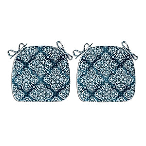 FBTS Prime Outdoor Seat Cushions Set of 2 Patio Chair Cushions with Ties 16x17 Inch Blue Geometry U-Shape Chair Pads for Outdoor Patio Furniture Garden Home Office