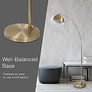 Archiology Arc Floor Lamp, 79" Height Gold Brass Floor Lamp Curved, and Metal Dome Shade with Glossy White Interior Perfect for Living Room Reading Bedroom Home Office