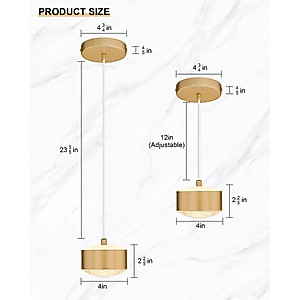 Ken & Ricky Gold LED Pendant Light Fixture, Mini Globe Hanging Light, Modern Island Lights for Kitchen Entryway Dinning Room Bathroom Bedroom - 1 Pack