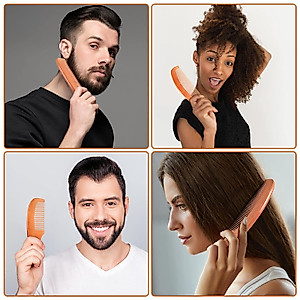 6 Pieces Handmade Wooden Comb Wood Hair Comb Wooden Beard Comb Natural Green Sandalwood Wide and Fine Teeth Comb Set with Anti Static and No Snag Handmade Brush for Kids, Women and Men (Cute Style)