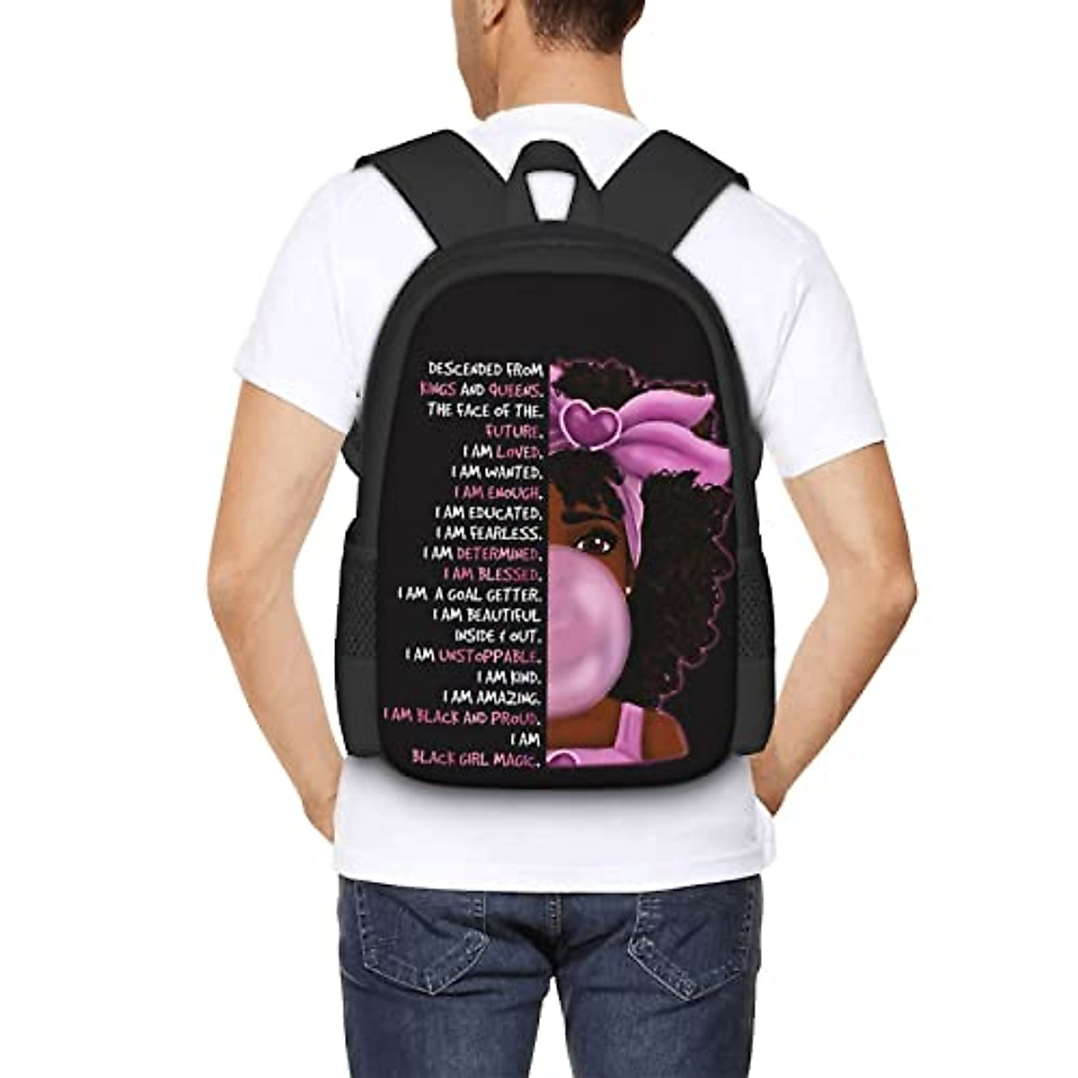 nrseag African American Girl Backpack Black Girl Backpack African Kids Cute Black Girl Bookbag for School Kids Teen Girls