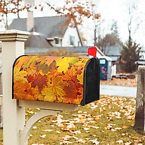 Granbey Fall Maple Leaves Mailbox Cover Magnetic Custom Autumn Decor Colorful Painting Wraps Post Letter Box Decorative for Outside Garden Yard Home Standard Mailbox 18x21 in