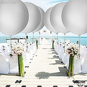 Huge, Metallic White Mylar Balloons - 22 Inch, Pack of 6 | White 4d Balloons | White Foil Balloons Decorations | White Large Balloons for Wedding, Birthday, Engagement, Halloween Party Decorations