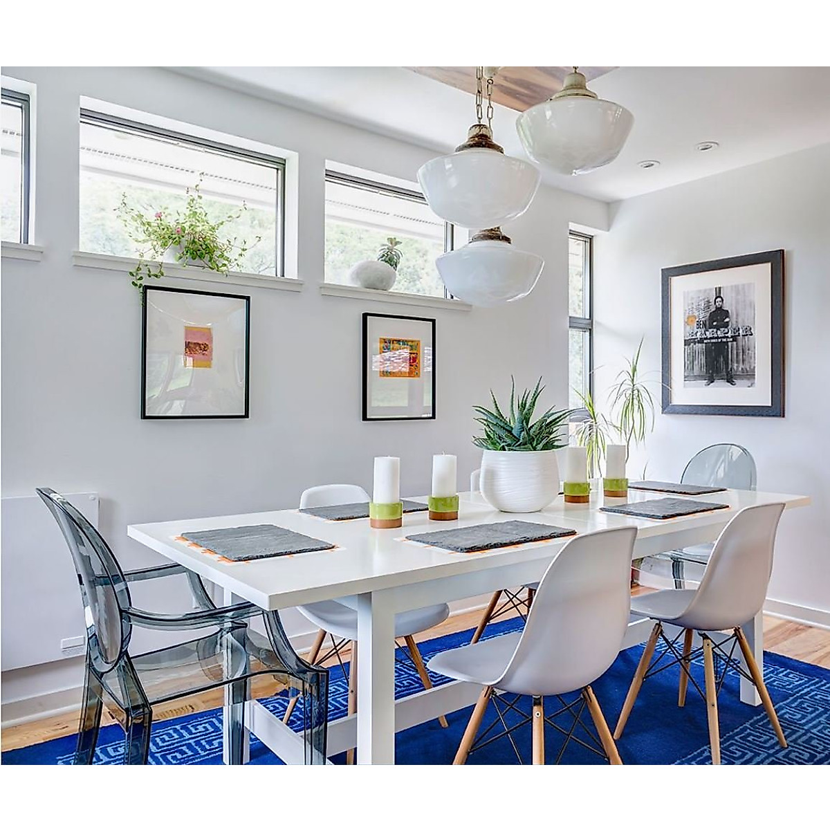 2xhome Smoke - Modern Contemporary Louis XIV Dining Chair Armchair Ghost Style Ghost Chair with Arms Ghost Arm Chair in Smoke Transparent Stackable Stacking Made From Polycarbonate