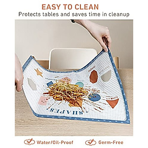 Babebay Disposable Placemats for Baby, 40 Pack Sticky Toddler Placemat for Restaurants, Dining Table, Party, Travel, 12" x 18" Placemats with 4 Designs, Fun and Learning Placemats for Kids