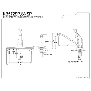 Kingston Brass KB572SNSP 8" Centerset Kitchen Faucet, Brushed Nickel