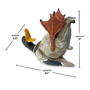 Rivers Edge Products Wine Bottle Holder for 750ml Standard Wine Bottle, Hand-Painted Poly Resin Kitchen Decor, Unique and Rustic Home Decor for Countertop or Wine Bar, Mallard Duck