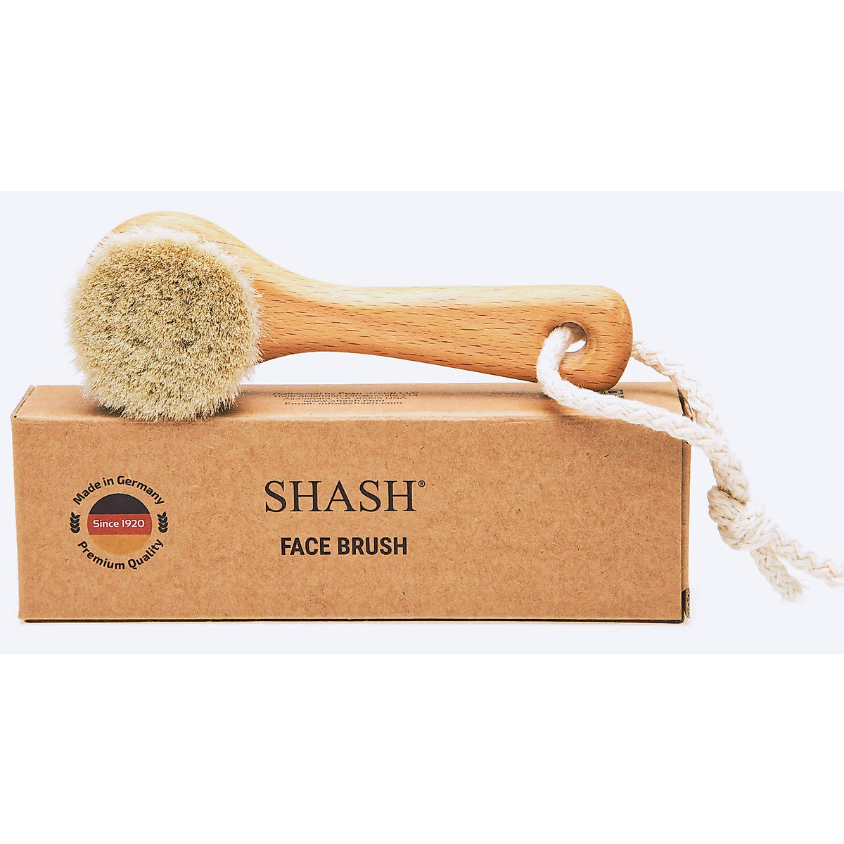 Since 1869 Hand Made in Germany - Sustainable Exfoliating Face Brush, Scrub Cleansing Brush, Exfoliates Skin to Help Reduce Flaking, Fine Lines, Supports Glowing Complexion (Medium Horse Hair Bristle)