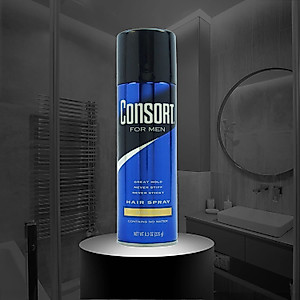 Consort Extra Hold Unscented Aerosol Hair Spray for Men, 8.3 oz – The Ultimate Mens Hairspray for Thin Hair and Mens Grooming Needs, Dry Look Styling