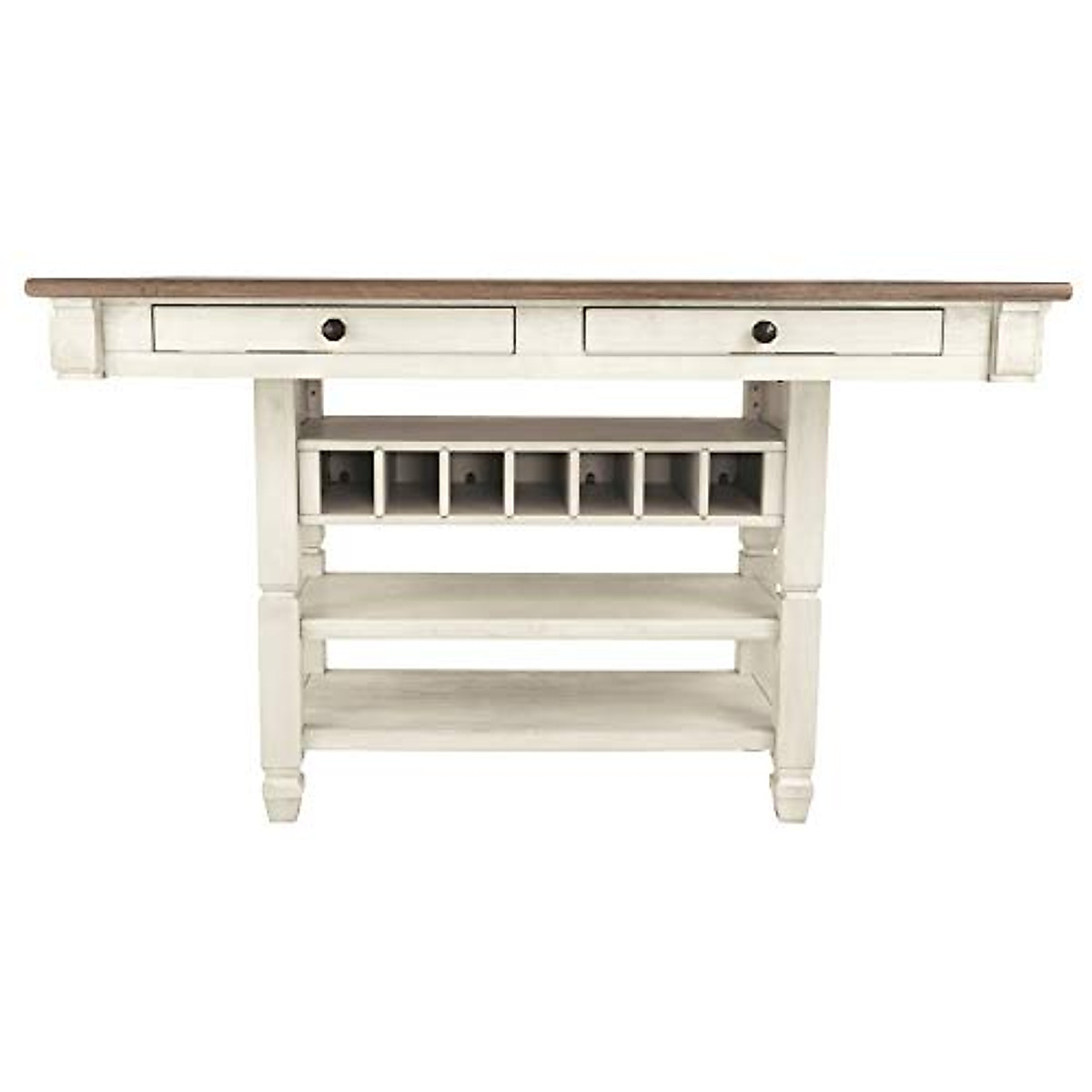 Signature Design by Ashley Bolanburg Farmhouse Counter Height Dining Room Table, White & Brown