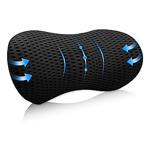 Tengyue Lumbar Support Pillow - Ergonomic Design for Office Chair, Car, and Home - Relieve Back Pain & Improve Posture - (Black)