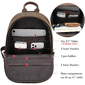 Masa Kawa Full Grain Leather Sling Crossbody Backpack Bags for Men Fits 9.7” Tablet Small Hiking Travel Shoulder Daypack Chest Bag, Vintage Brown