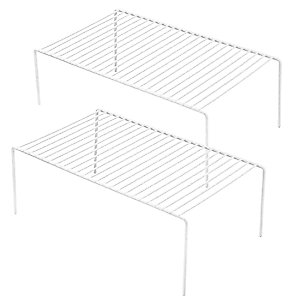 GEDLIRE Cabinet Storage Shelf Rack Set of 2, Medium (13 x 9.4 inch) Rustproof Metal Wire Kitchen Cabinet Organizer and Storage, Cupboard Spice Shelf Rack for Plate, Dish, Counter & Pantry Organization