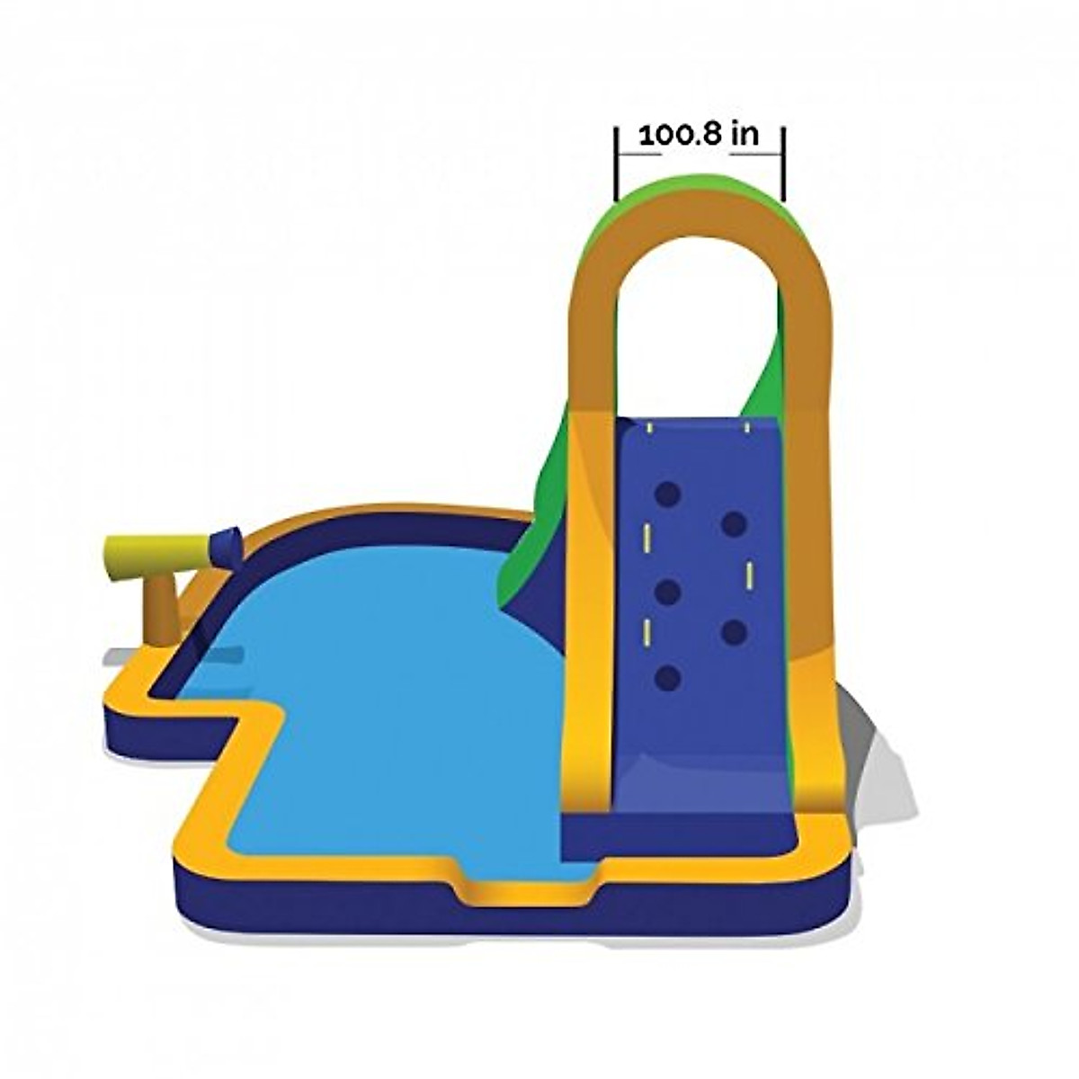 Blast Zone Hydro Rush - Inflatable Water Park with Blower - Curved Slide - Splash Area - Water Cannon - Climbing Wall