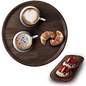 BEECORA Serving Tray Charcuterie Board -Round 15.5" Large Thin Food Platter w/Bonus Snack Tray for Party Host Entertaining Light Server Butter Board Kitchen Ottoman Tray Decor