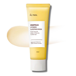 IUNIK Propolis Vitamin Glow Sleeping Mask Night Moisturizer Cream 2.03 Fl Oz Overnight Moisturizing cream Tea Tree Centella Asiatica Extracts Anti-Sagging Even Tone Rehydrate Firm Maturing Skin VEGAN